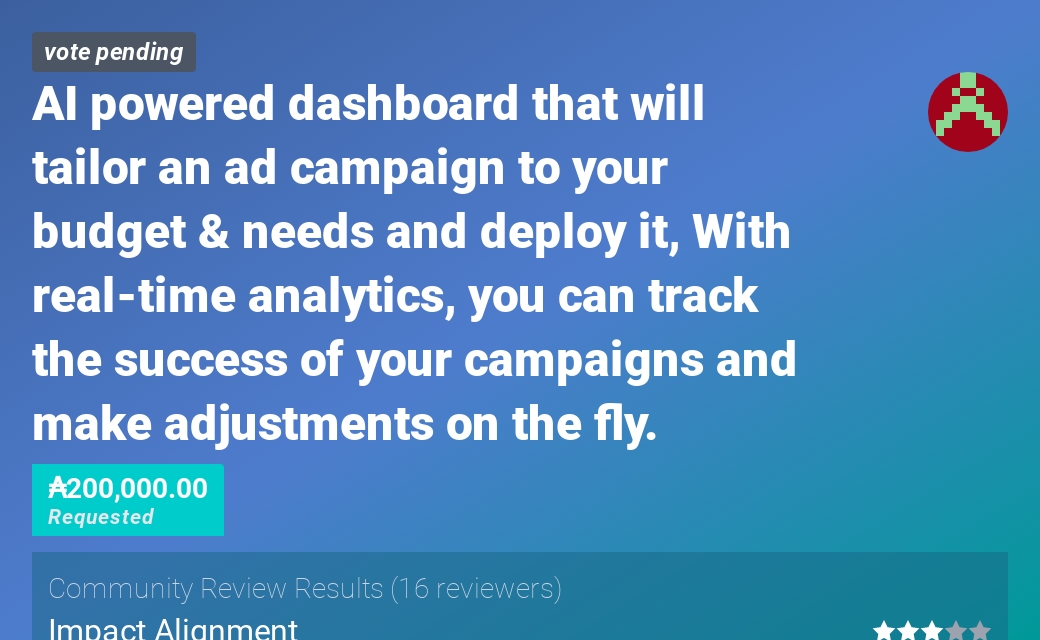 AI powered dashboard that will tailor an ad campaign to your budget ...