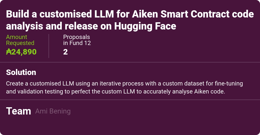 Build a customised LLM for Aiken Smart Contract code analysis and ... Build a customised LLM for Aiken Smart Contract code analysis and ...