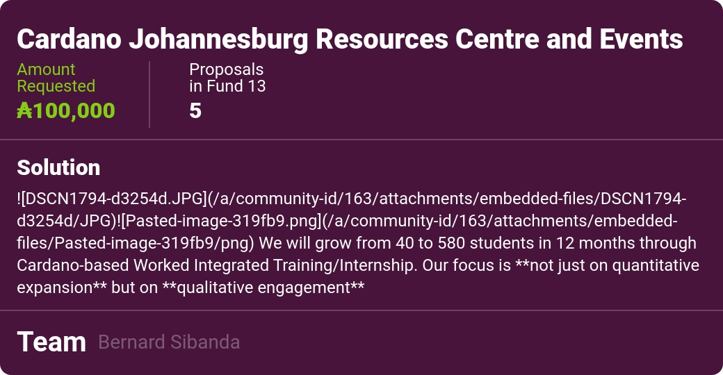 Cardano Johannesburg Resources Centre and Events | Lido Nation English