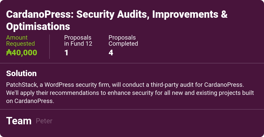 CardanoPress: Security Audits, Improvements & Optimisations | Lido Nation English