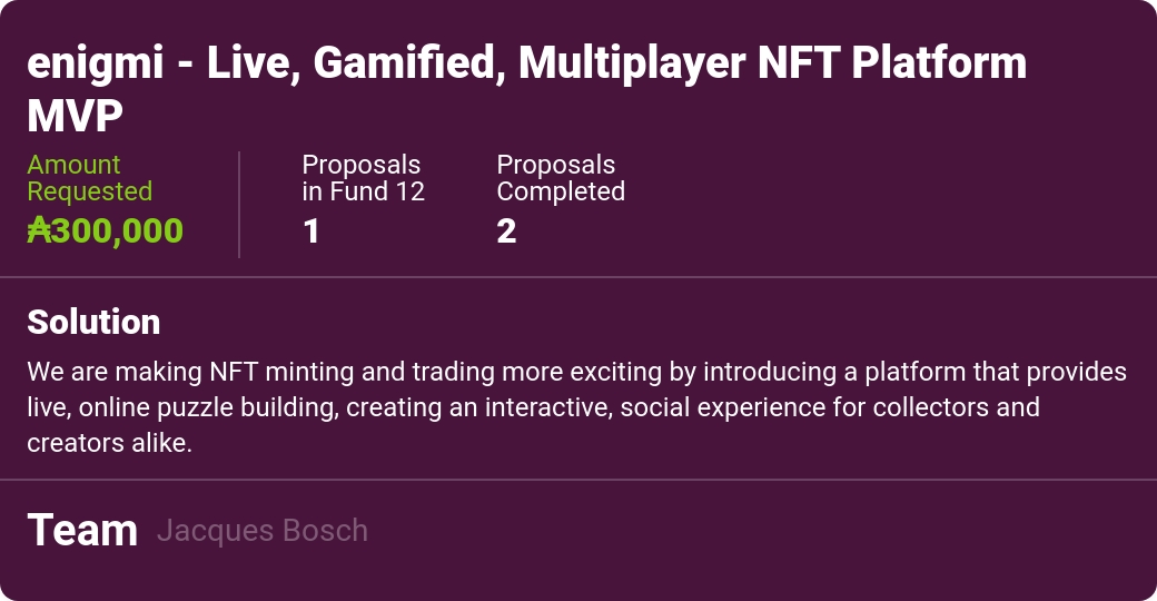 enigmi - Live, Gamified, Multiplayer NFT Platform MVP | Lido Nation English
