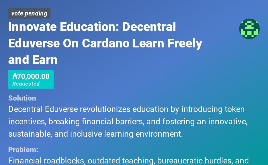 Innovate Education: Decentral Eduverse On Cardano Learn Freely and Earn ...