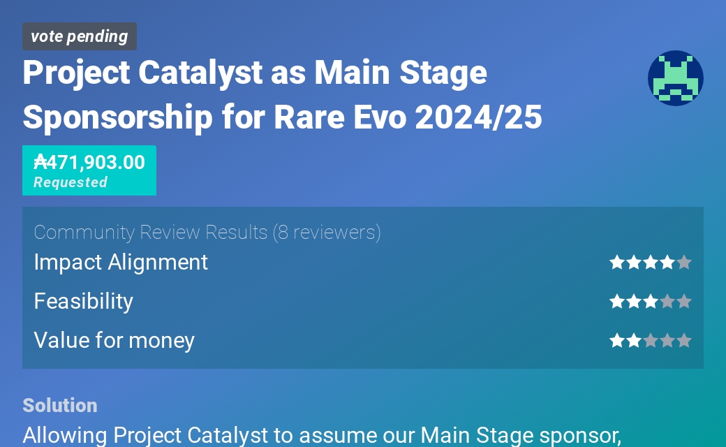 Project Catalyst as Main Stage Sponsorship for Rare Evo 2024/25 | Lido ...