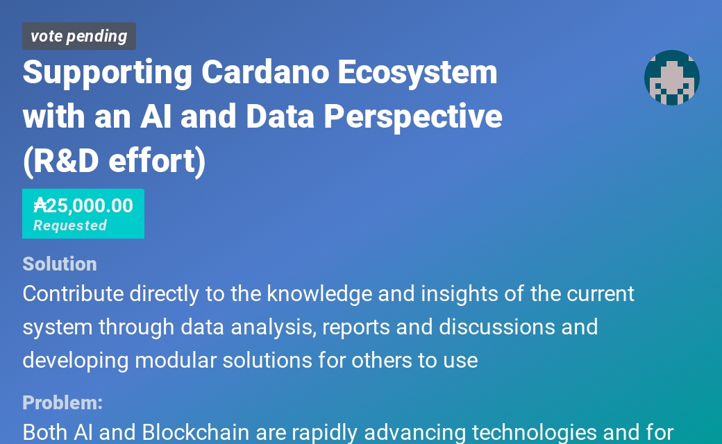 Supporting Cardano Ecosystem with an AI and Data Perspective (R&D ...