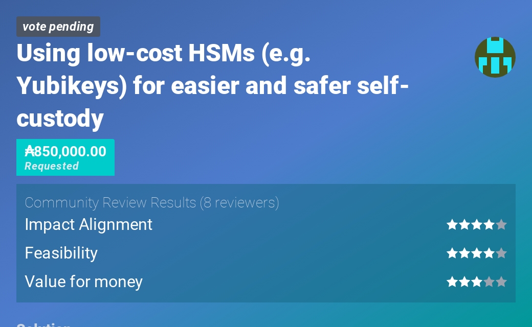 Using low-cost HSMs (e.g. Yubikeys) for easier and safer self-custody ...