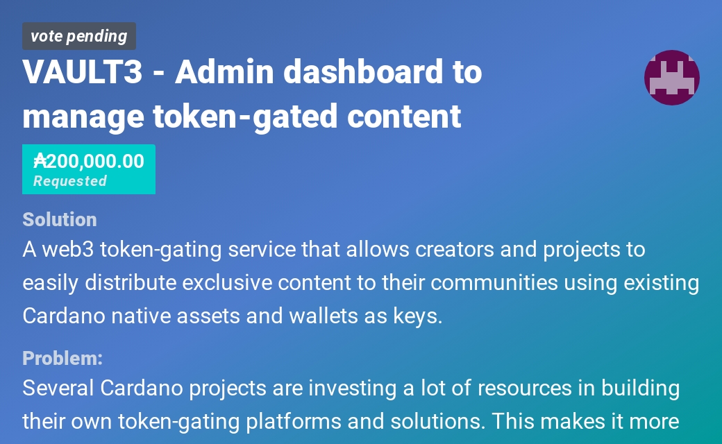 VAULT3 - Admin dashboard to manage token-gated content | Lido Nation ...